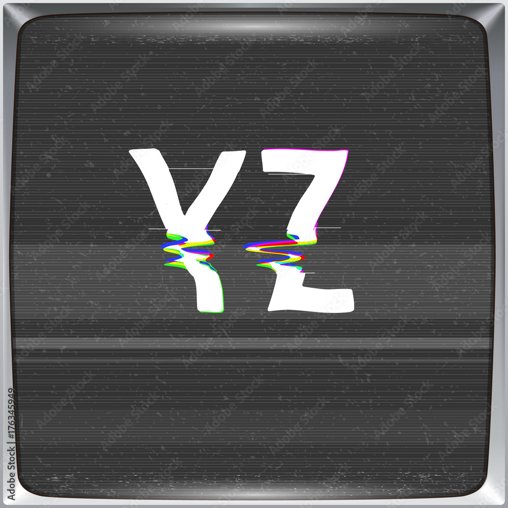 Font with glitch effect on TV screen background. Vector distorted ...