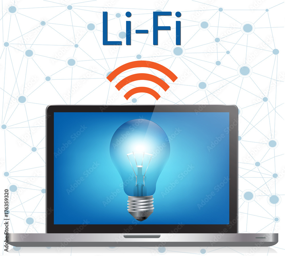 LI FI Technology and networking concept. Li-Fi or Light Fidelity ...