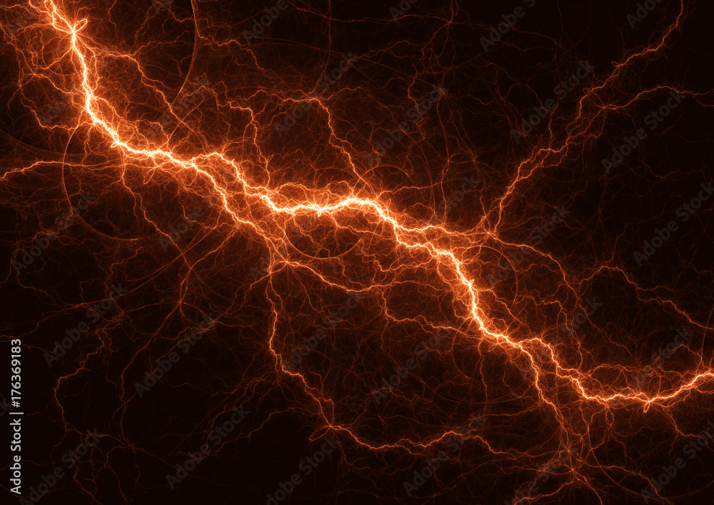 Hot orange lightning design, electrical power element Stock ...