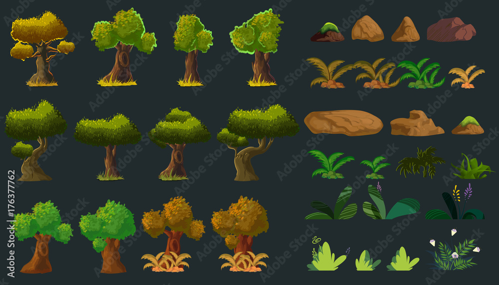 Cartoon Nature Elements Set for you design. Vector illustration. You ...