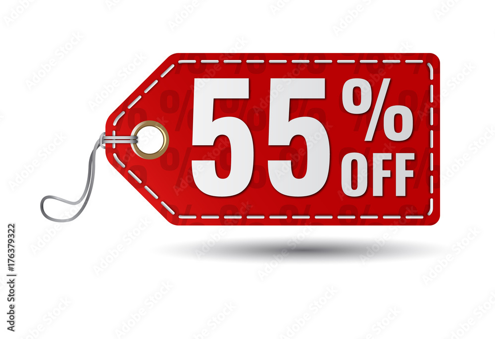 Fifty five percent off sale. 55% sale tag Stock Vector | Adobe Stock