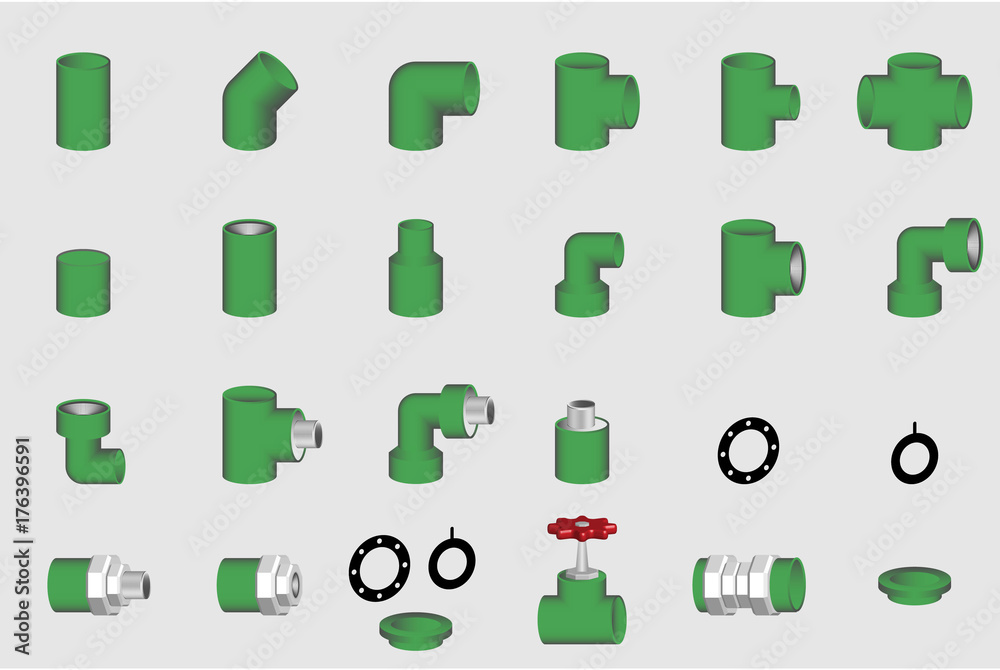 Sanitary Pipe fittings and icon catalogue., Vector, Illustration Stock ...