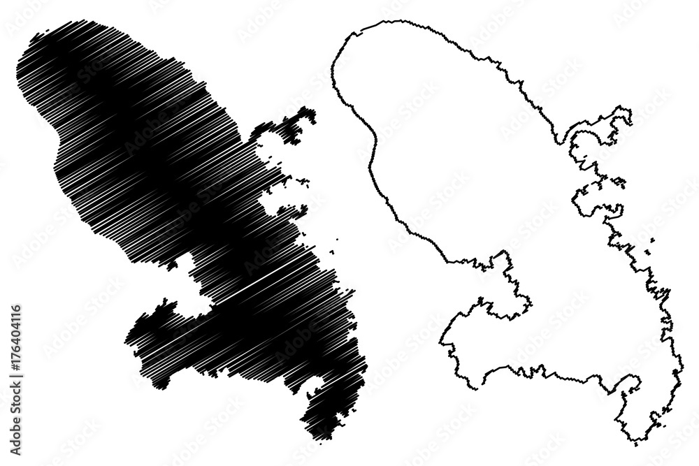 Martinique island map vector illustration, scribble sketch Martinique ...