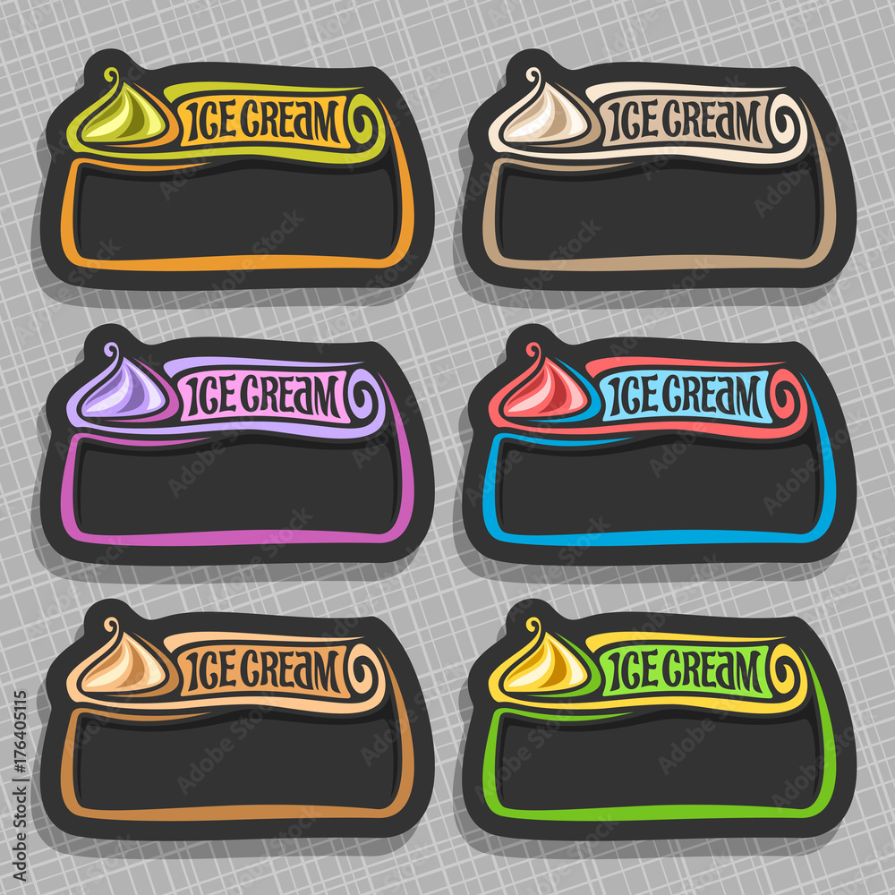 Vector set of Ice Cream Labels: 6 price tags with copy space for ice ...