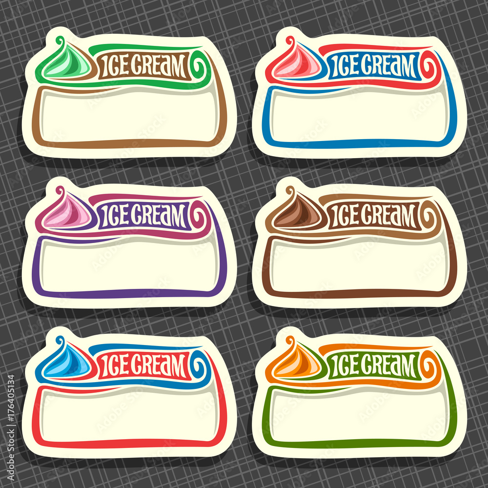 Vector set of Ice Cream Labels: 6 price tags with copy space for ice ...