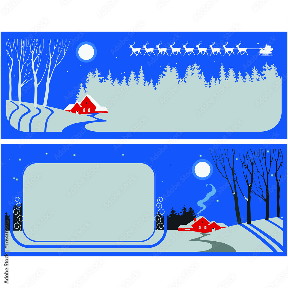 Set of two blue Christmas banners Stock Vector | Adobe Stock