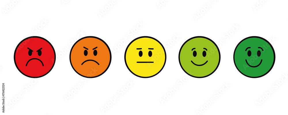 emotionen smiley 5er Set Stock-Vektorgrafik | Adobe Stock