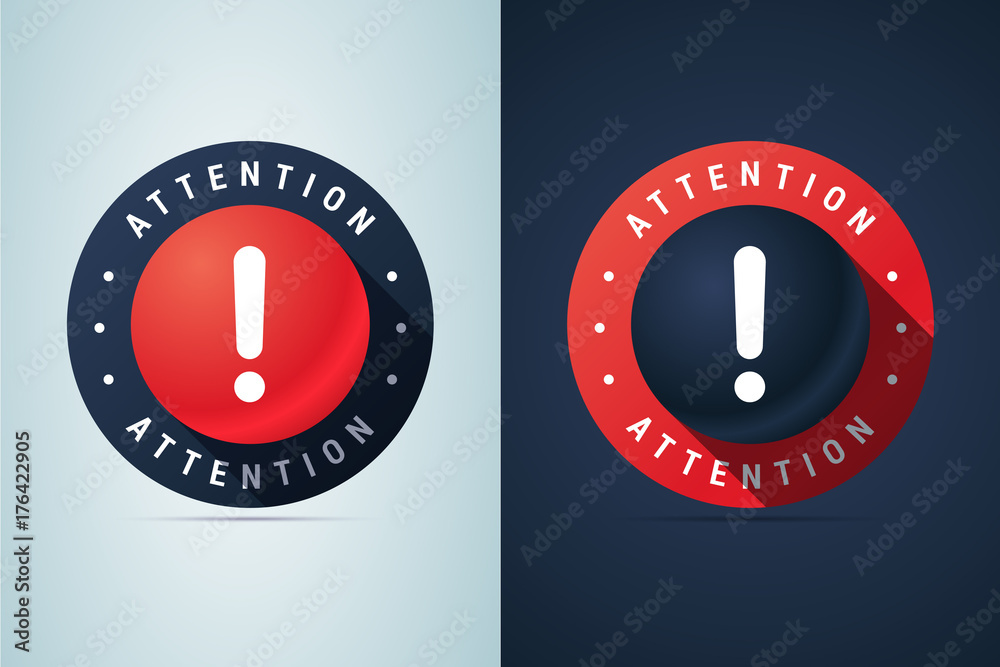 Warning attention round sign with exclamation mark symbol. Stock Vector ...