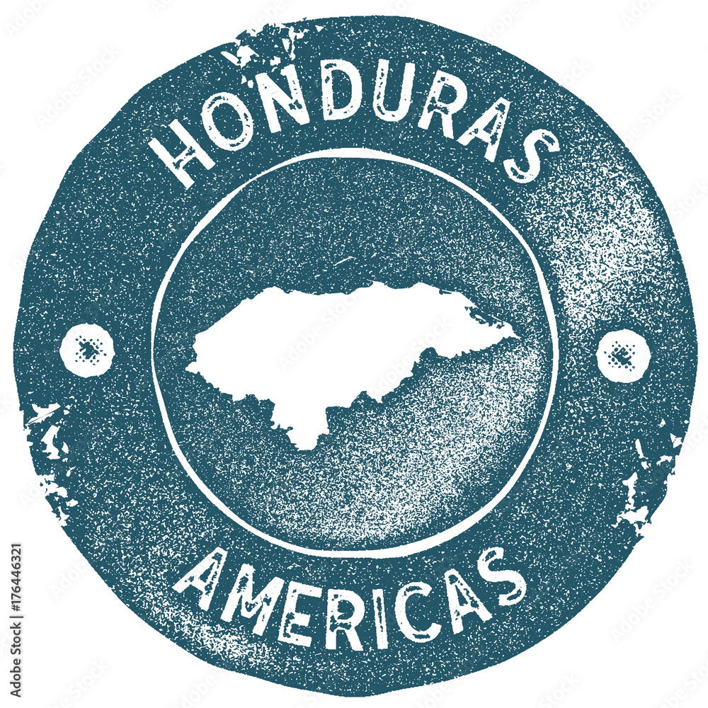 Honduras map vintage stamp. Retro style handmade label. Honduras badge ...