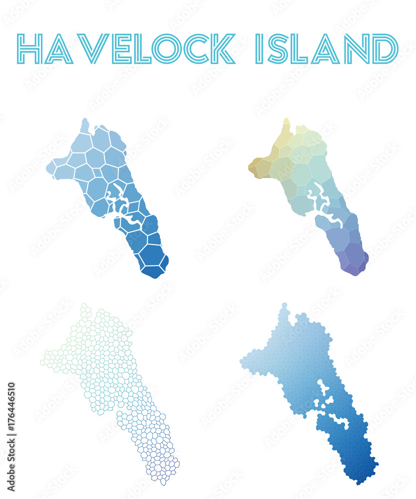 Havelock Island polygonal island map. Mosaic style maps collection ...