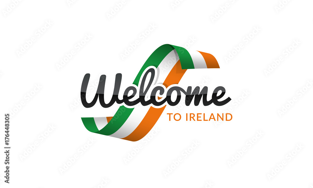 Welcome to Ireland flag sign logo icon Stock Vector | Adobe Stock