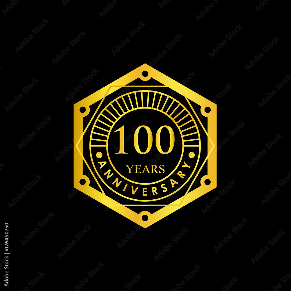Logo badge Anniversary Black and Gold 100 Years. logo Vector ...
