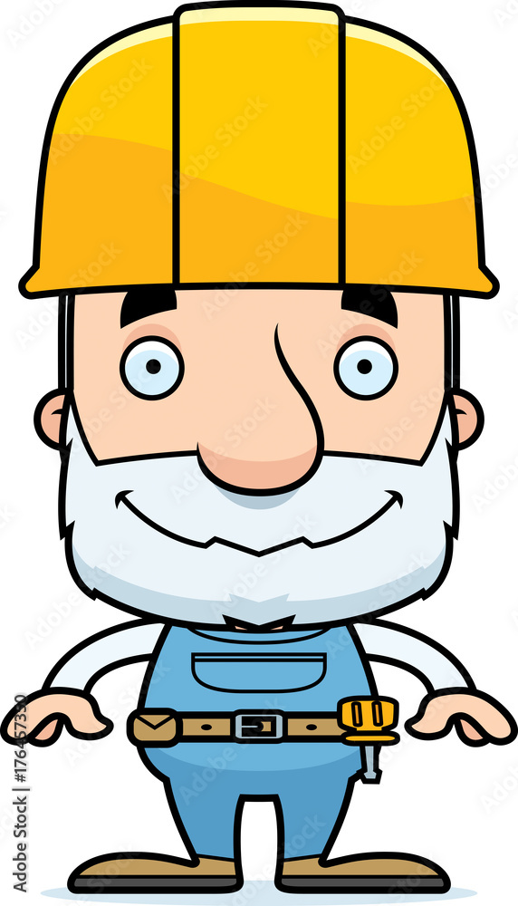 Cartoon Smiling Construction Worker Man Stock Vector | Adobe Stock