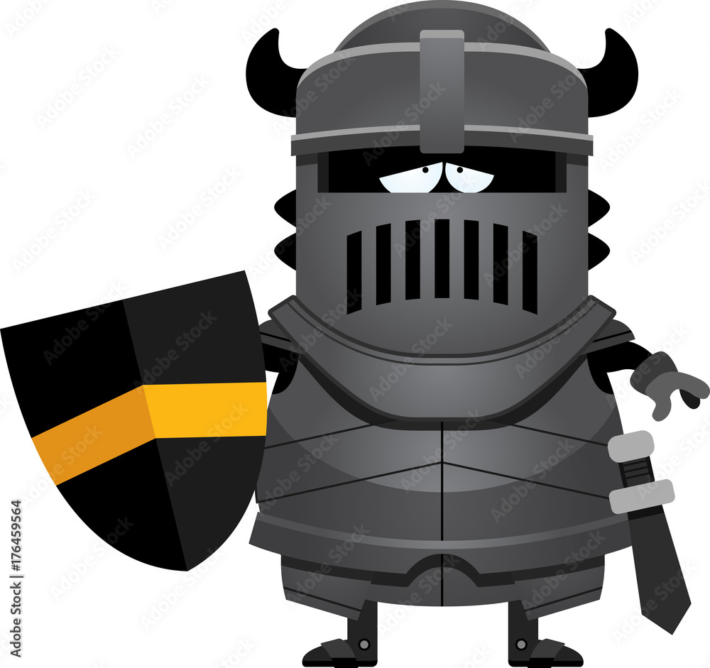 Sad Cartoon Black Knight Stock Vector | Adobe Stock