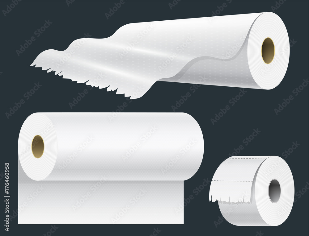 Realistic paper roll mock up set isolated vector illustration blank ...