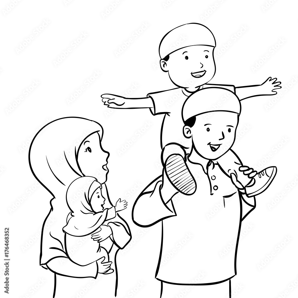 Happy Muslim Family Clipart