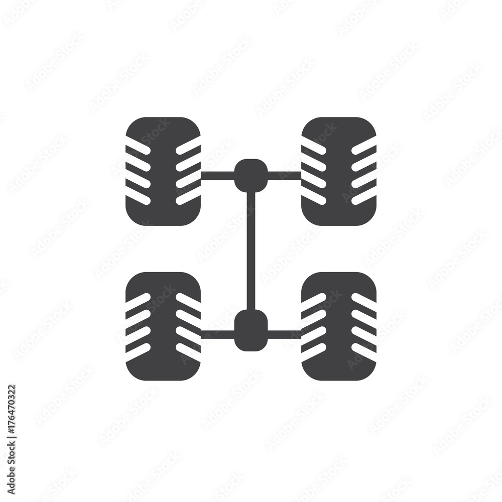 Car chassis icon vector, filled flat sign, solid pictogram isolated on ...