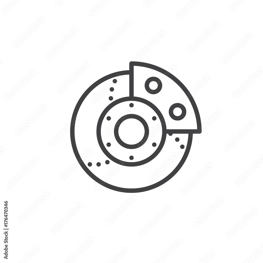 Car brake system line icon, outline vector sign, linear style pictogram ...