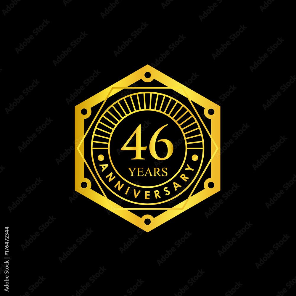 Logo badge Anniversary Black and Gold 46 Years. logo Vector ...