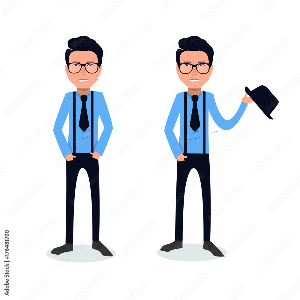 funny and cool cartoon guy in casual clothes, gesturing. Vector ...