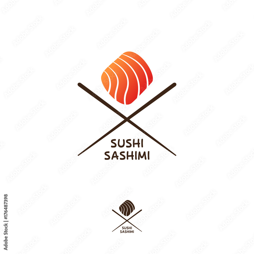 Sushi and sashimi logo. Japanese restaurant emblem. Stock Vector ...