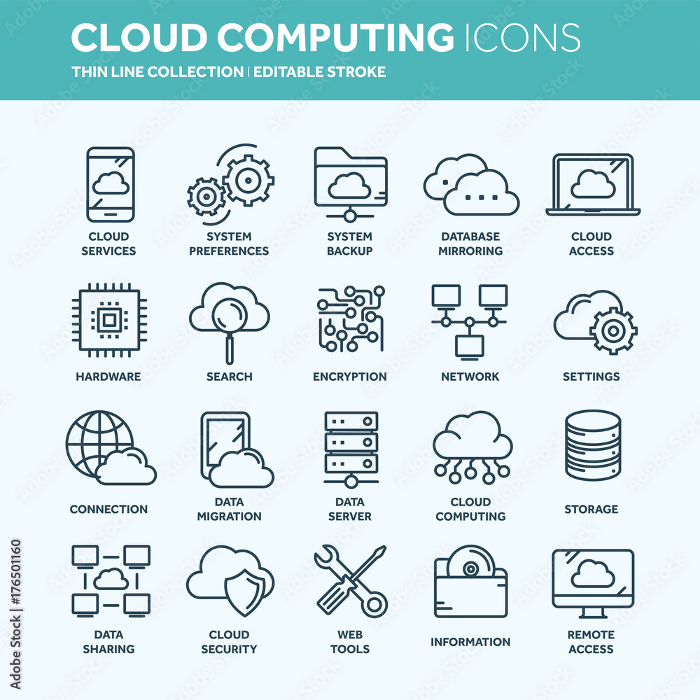 Cloud omputing. Internet technology. Online services. Data, information ...