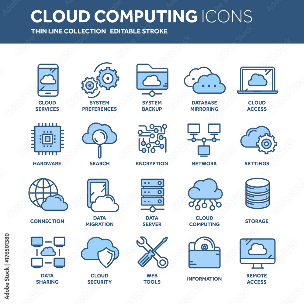 Cloud omputing. Internet technology. Online services. Data, information ...