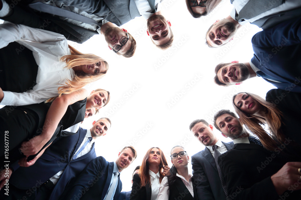concept of team building.business team standing forming a circle Stock ...