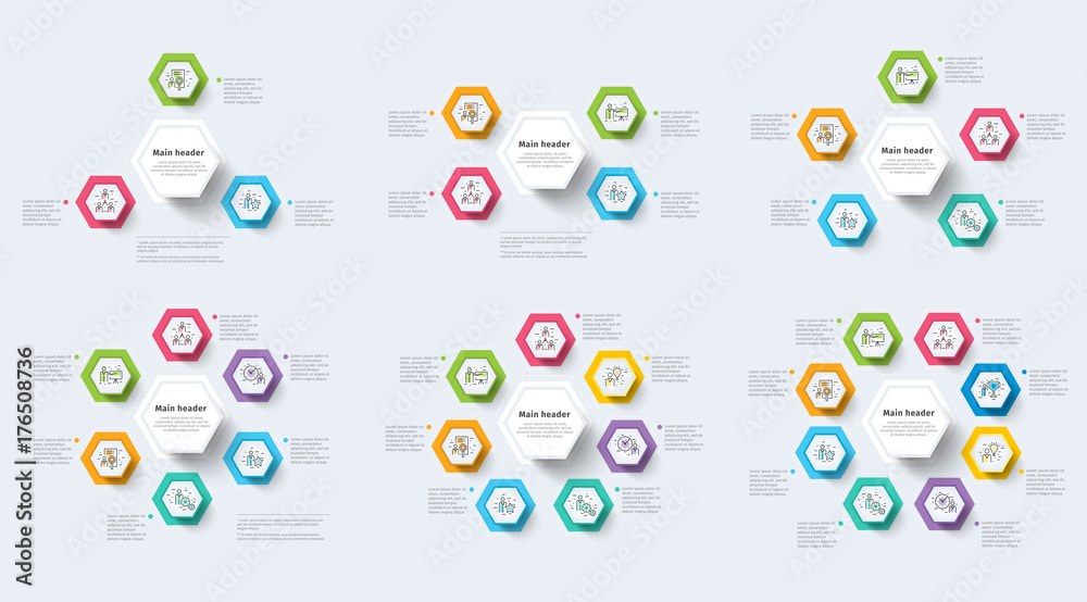 Set of clean minimalistic business step process chart infographics with ...