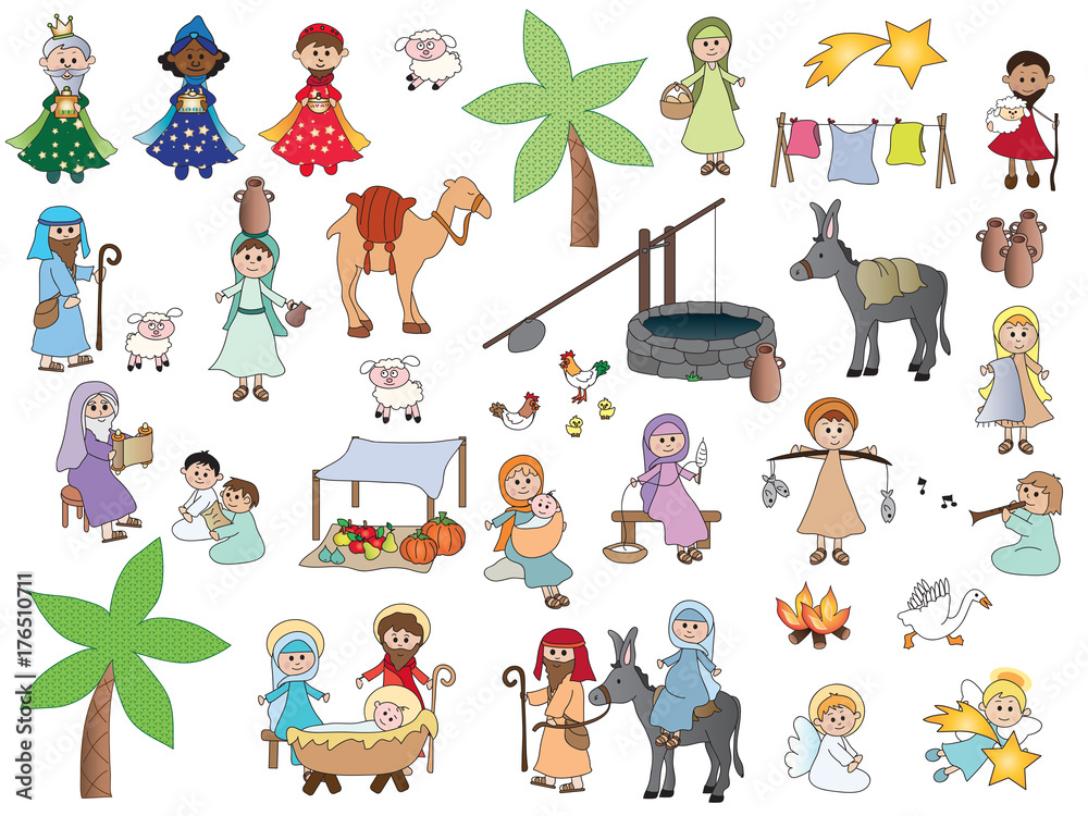 Nativity Cartoon Characters Stock Illustration | Adobe Stock