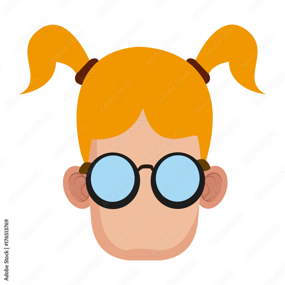 Cute Girl With Glasses Cartoon Icon Vector Illustration Graphic Design