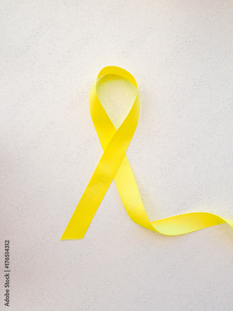 Yellow awareness ribbon on light background, Yellow ribbon symbolic ...