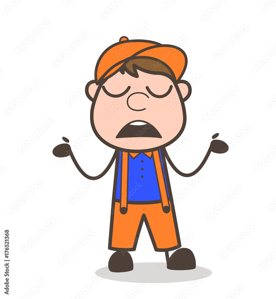 Cartoon Frowning Face with Open-Mouth Vector Illustration Stock Vector ...