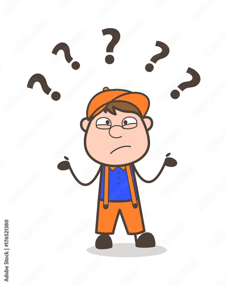 Confused Cartoon Carpenter Face Expression Stock Vector | Adobe Stock