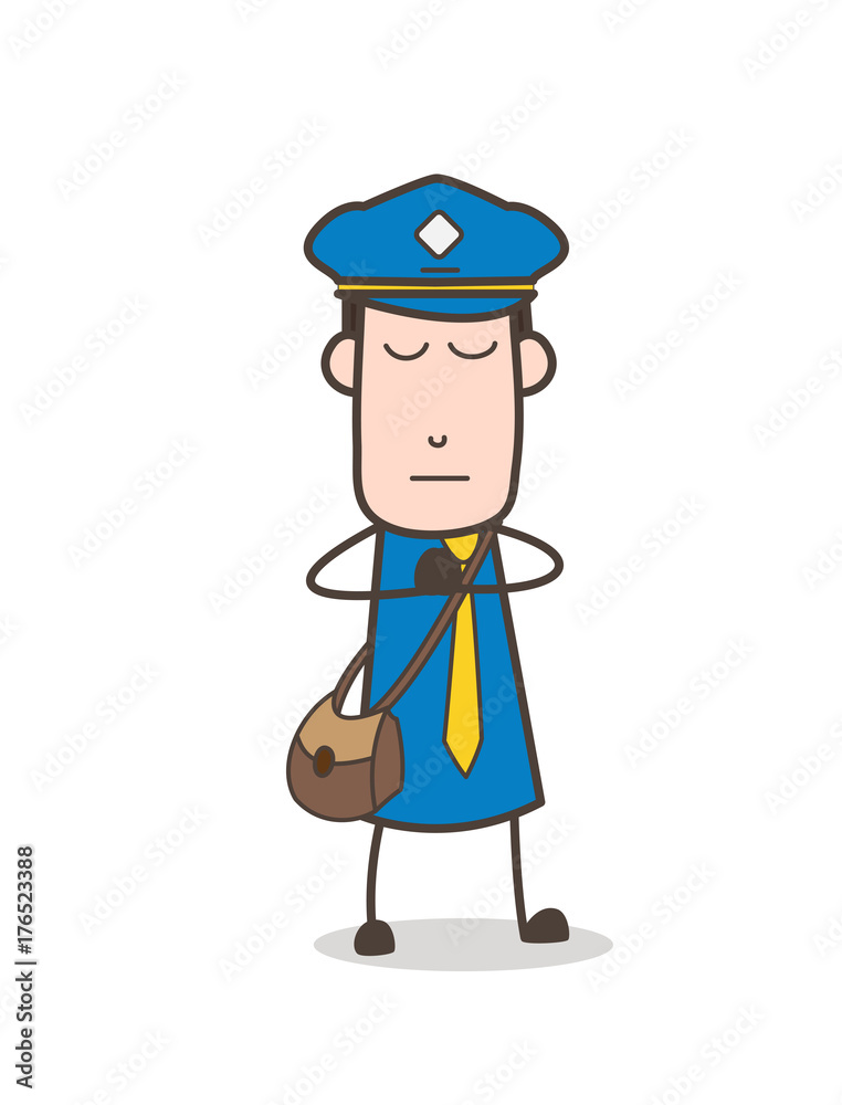 Cartoon Postboy Doing Prayer Vector Illustration Stock Vector | Adobe Stock