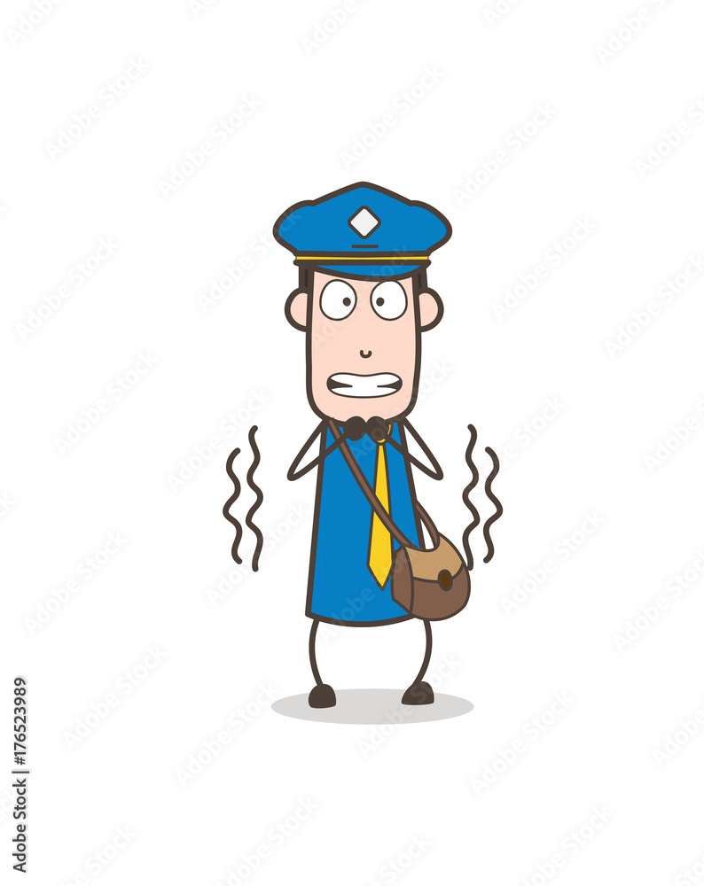 Cartoon Postman Trembling in Fear Vector Stock Vector | Adobe Stock