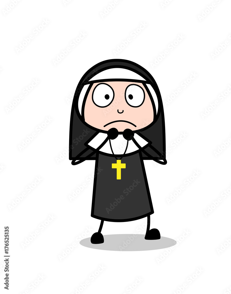 Fearful Nun Woman Face Expression Stock Vector | Adobe Stock