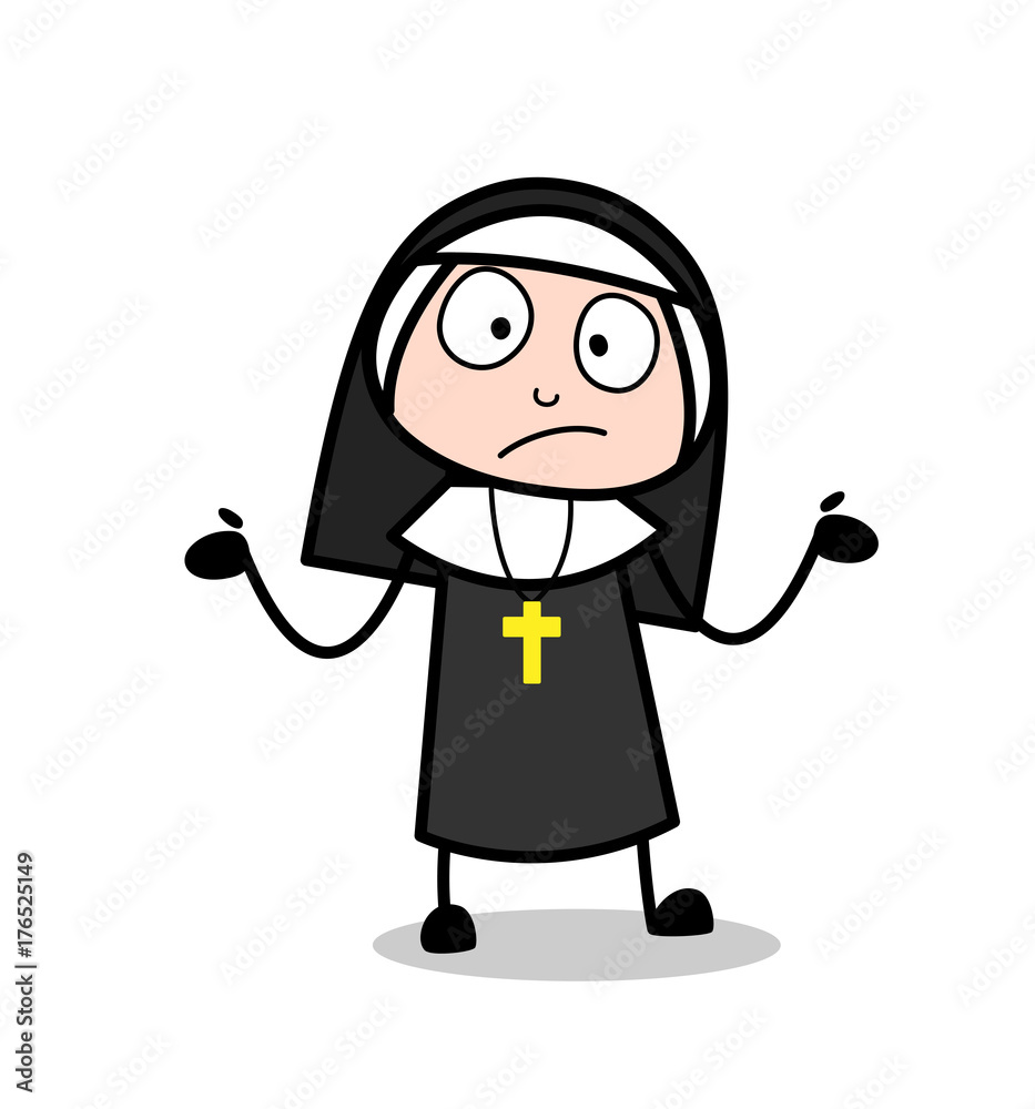 Shocked Nun Character Hand Gesture and Expression Stock Vector | Adobe ...