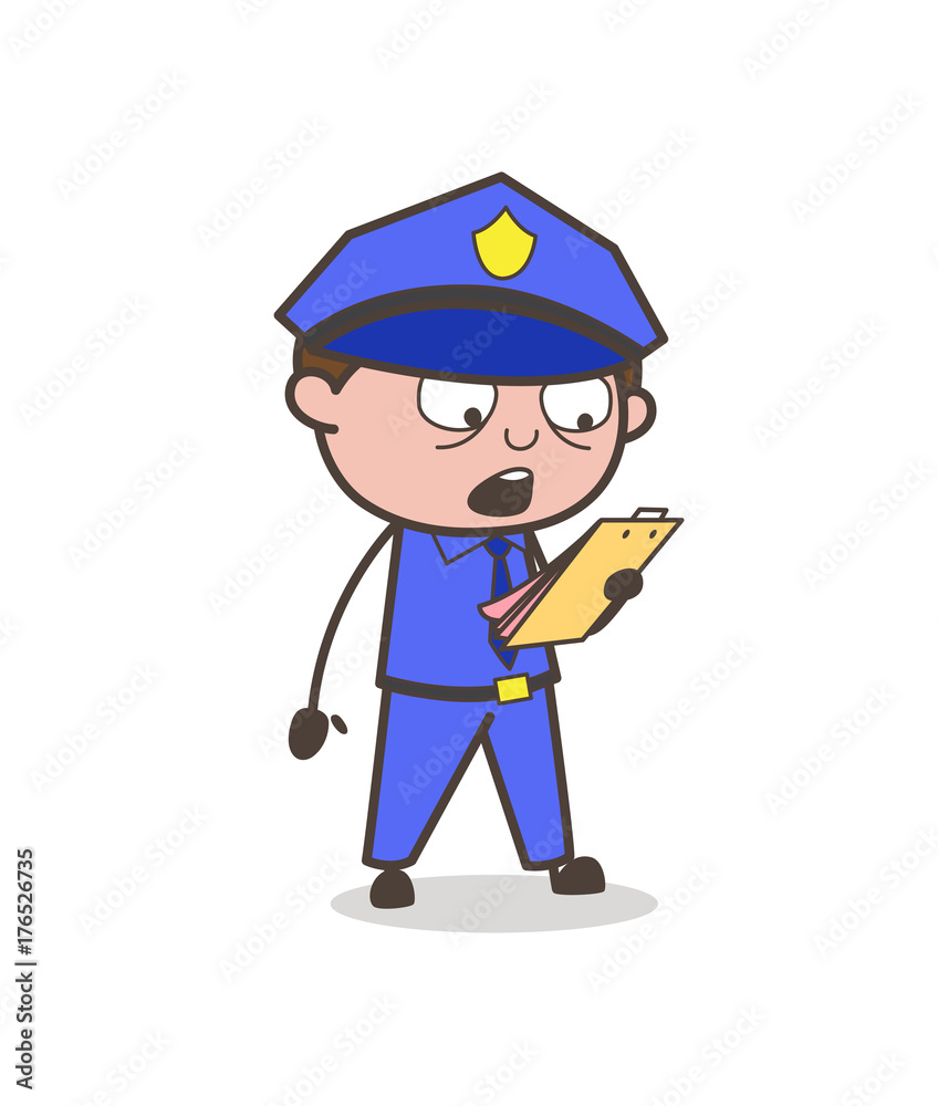 Cartoon Officer Announcing Rules Vector Concept Stock Vector | Adobe Stock