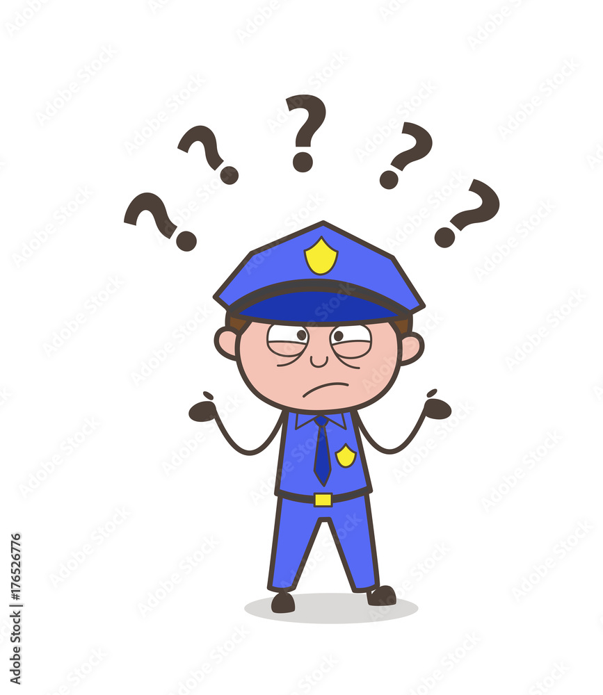 Confused Police Officer Face Expression Vector Stock Vector | Adobe Stock