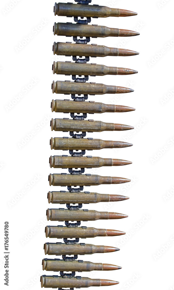 chain of ammo on white background Stock Photo | Adobe Stock