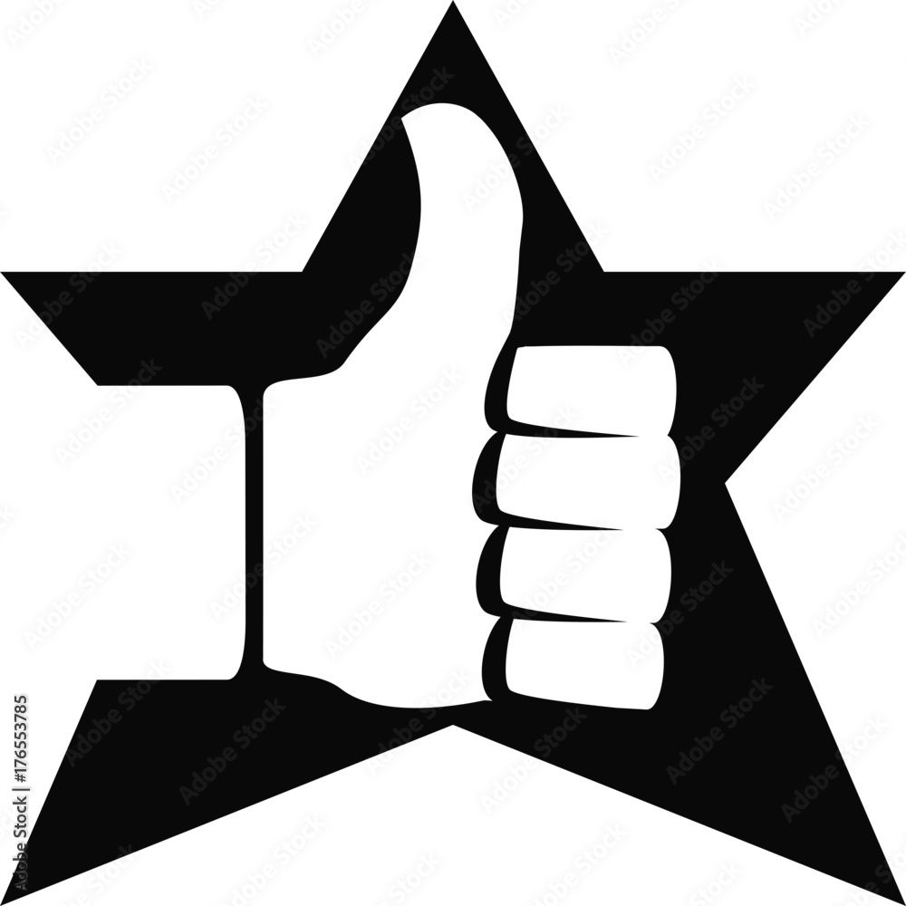 Thumbs Up in Star - Achieve Perfect Approval Stock Vector | Adobe Stock