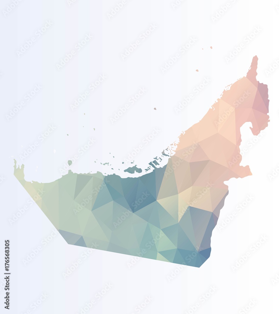 Polygonal map of UAE Stock Vector | Adobe Stock