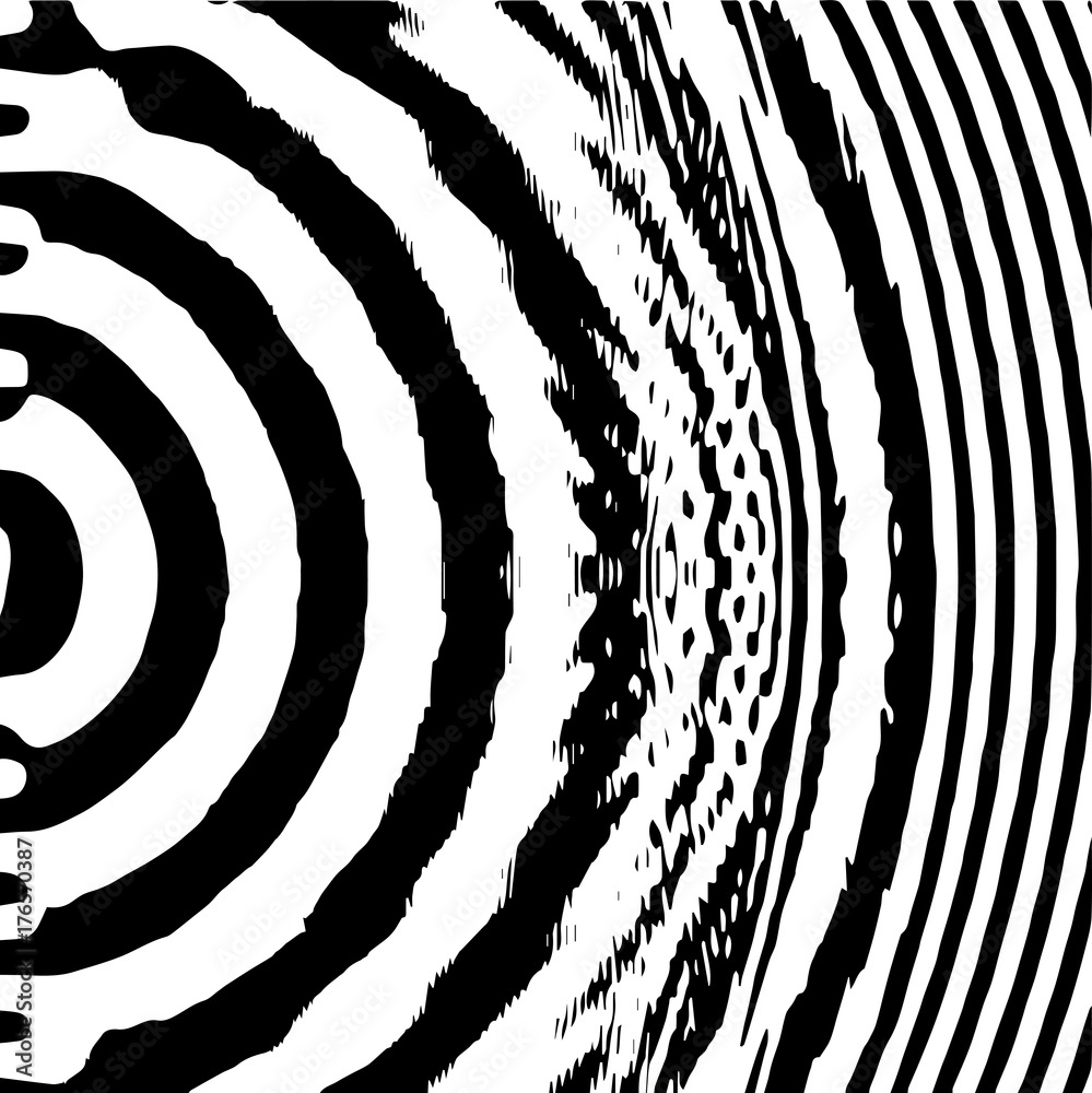 Radial waves with interference patterns, Black and white optical ...