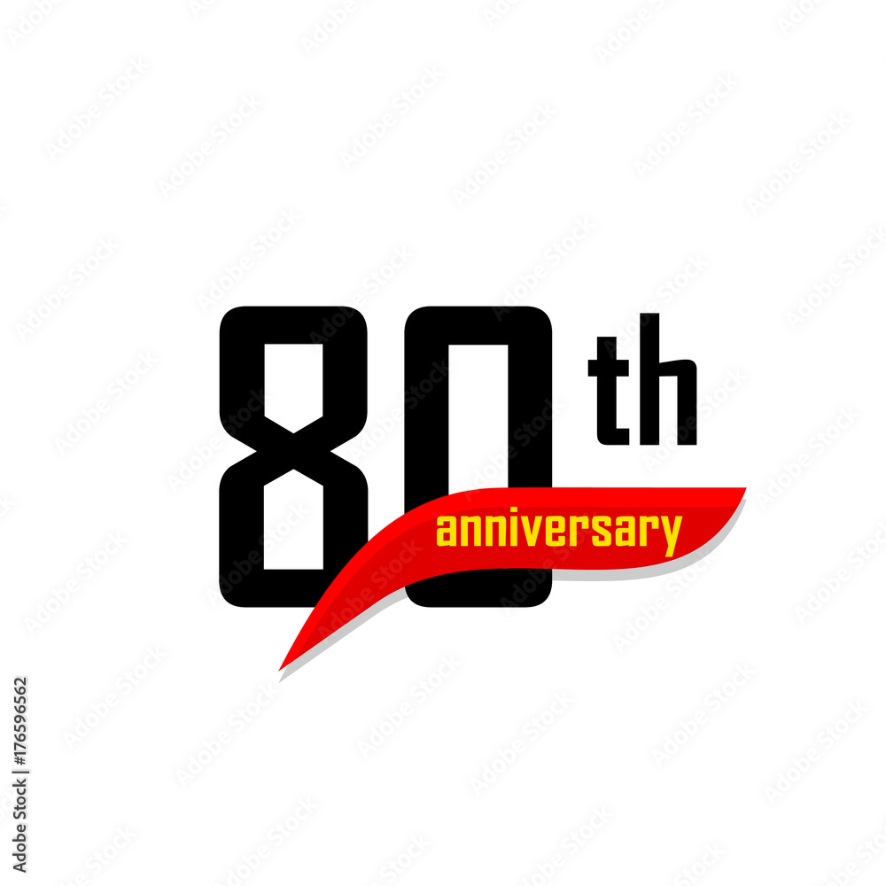 80th Anniversary abstract vector logo. Eighty Happy birthday day icon ...