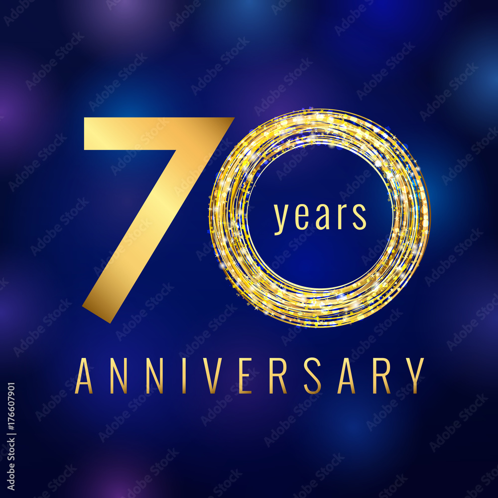 70 years old luxurious numbers. Congratulations 70th tag with sparks ...
