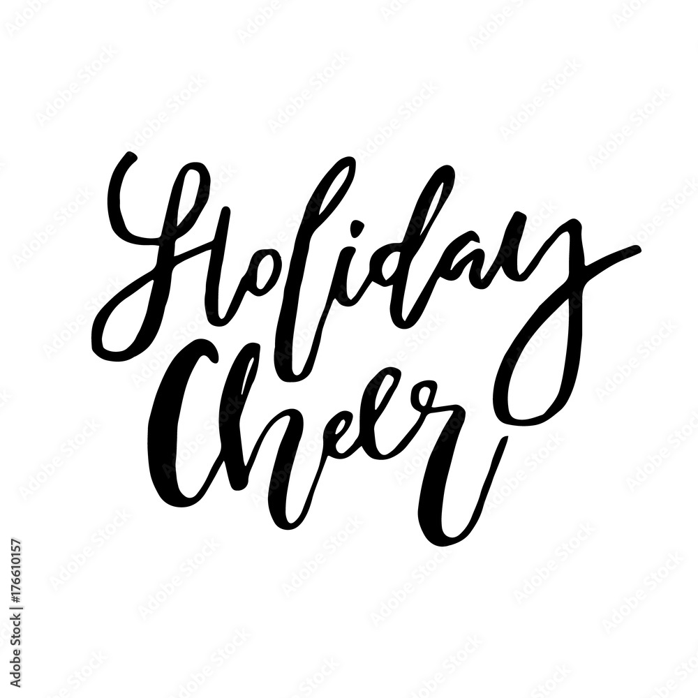 Merry Christmas card with calligraphy Holiday Cheer. Template for ...