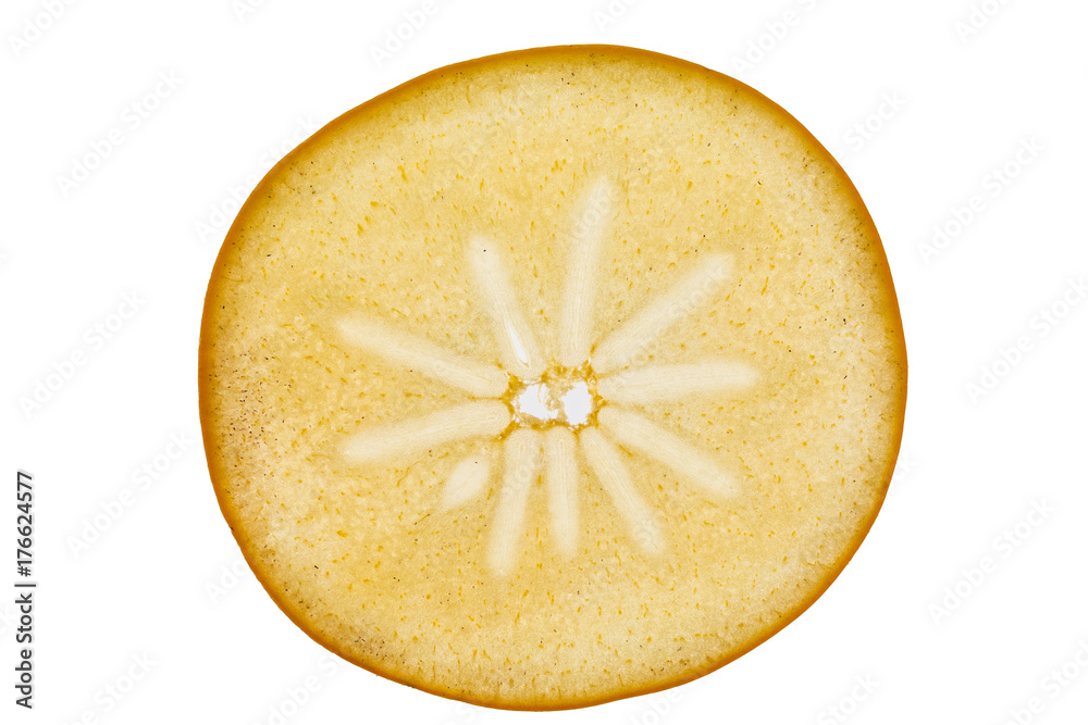 cross section of a backlit kaki slice Stock Photo | Adobe Stock