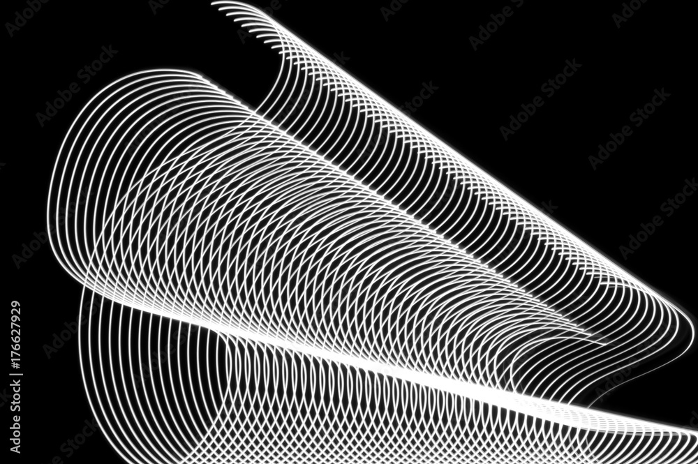 Abstract white line wave on black background Stock Illustration | Adobe ...