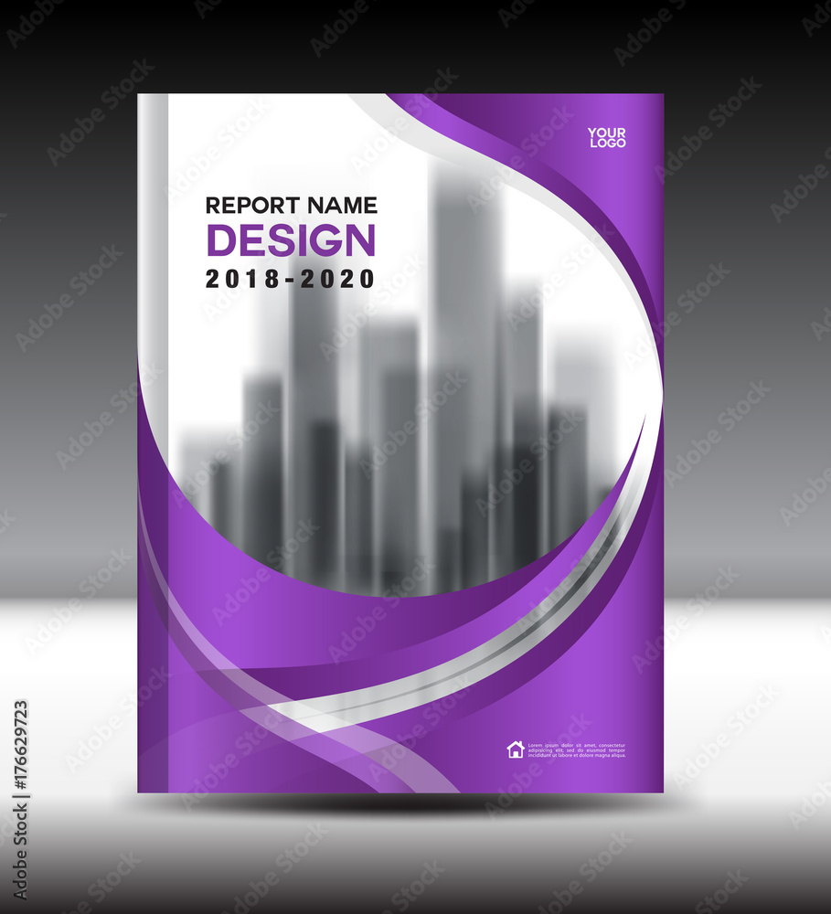 Annual report brochure flyer template, Purple cover creative design ...